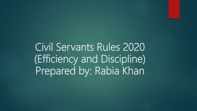 Civil servant efficiency and discipline rules, 2020 | PPTX | Law