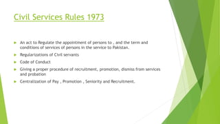 Civil Servant Rules and their rights for employees.pptx | Law