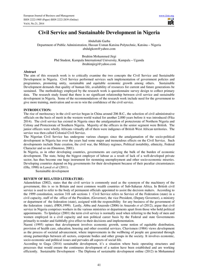 Civil service and sustainanble development in nigeria | PDF