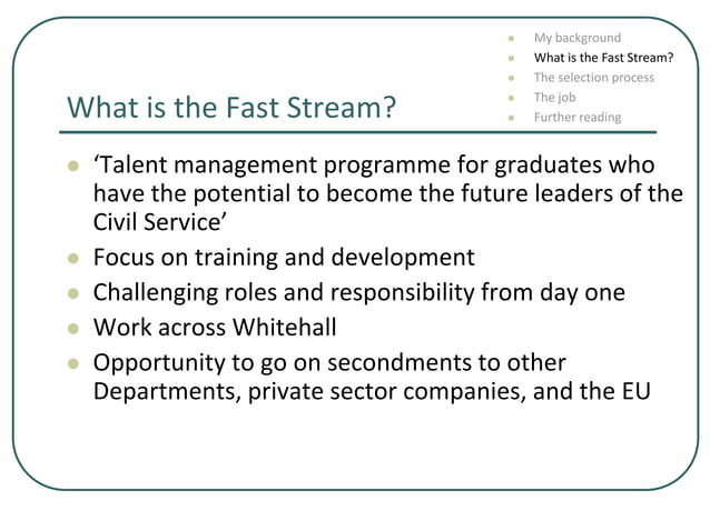 Civil Service Fast Stream | PPTX | Business and Finance