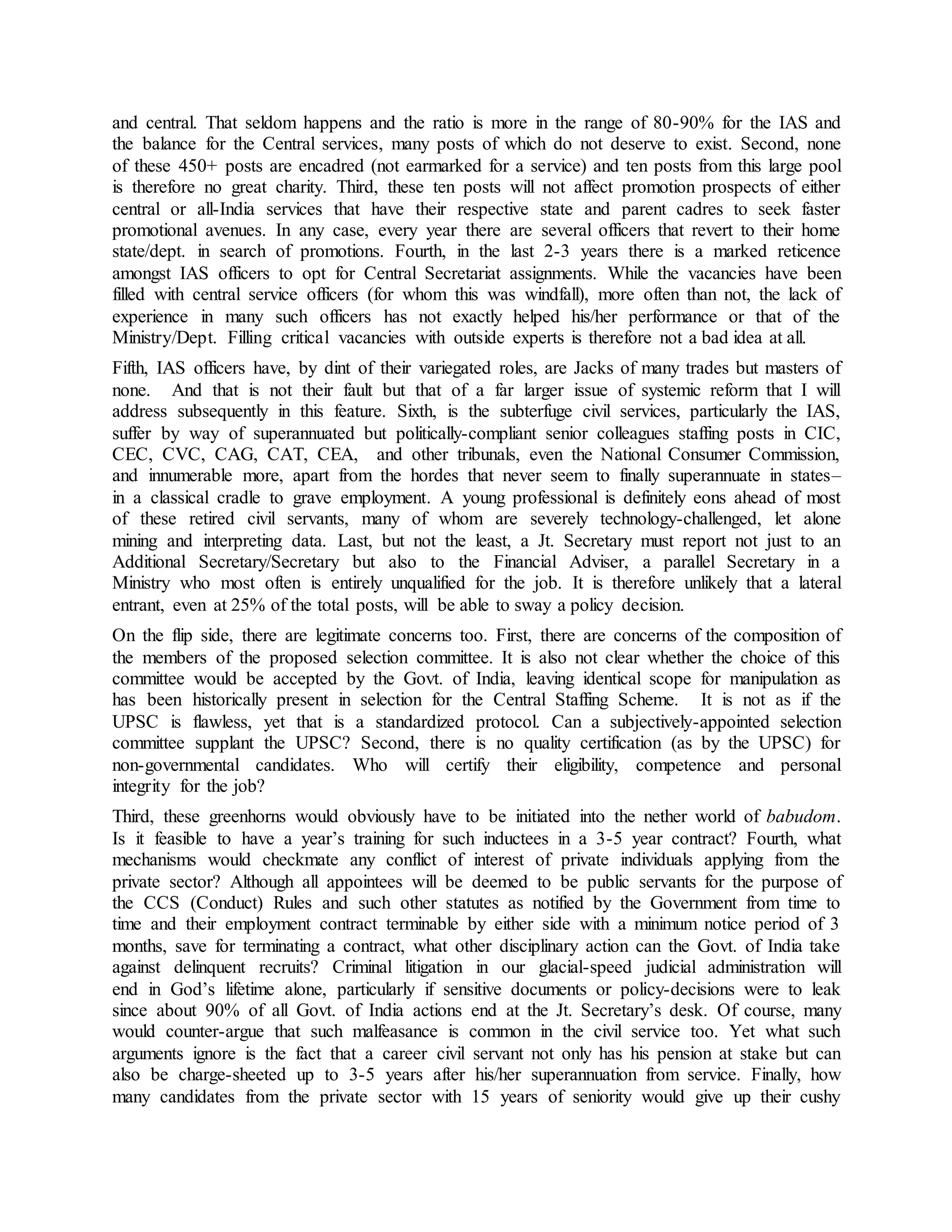 Civil Service Reform in India | DOCX