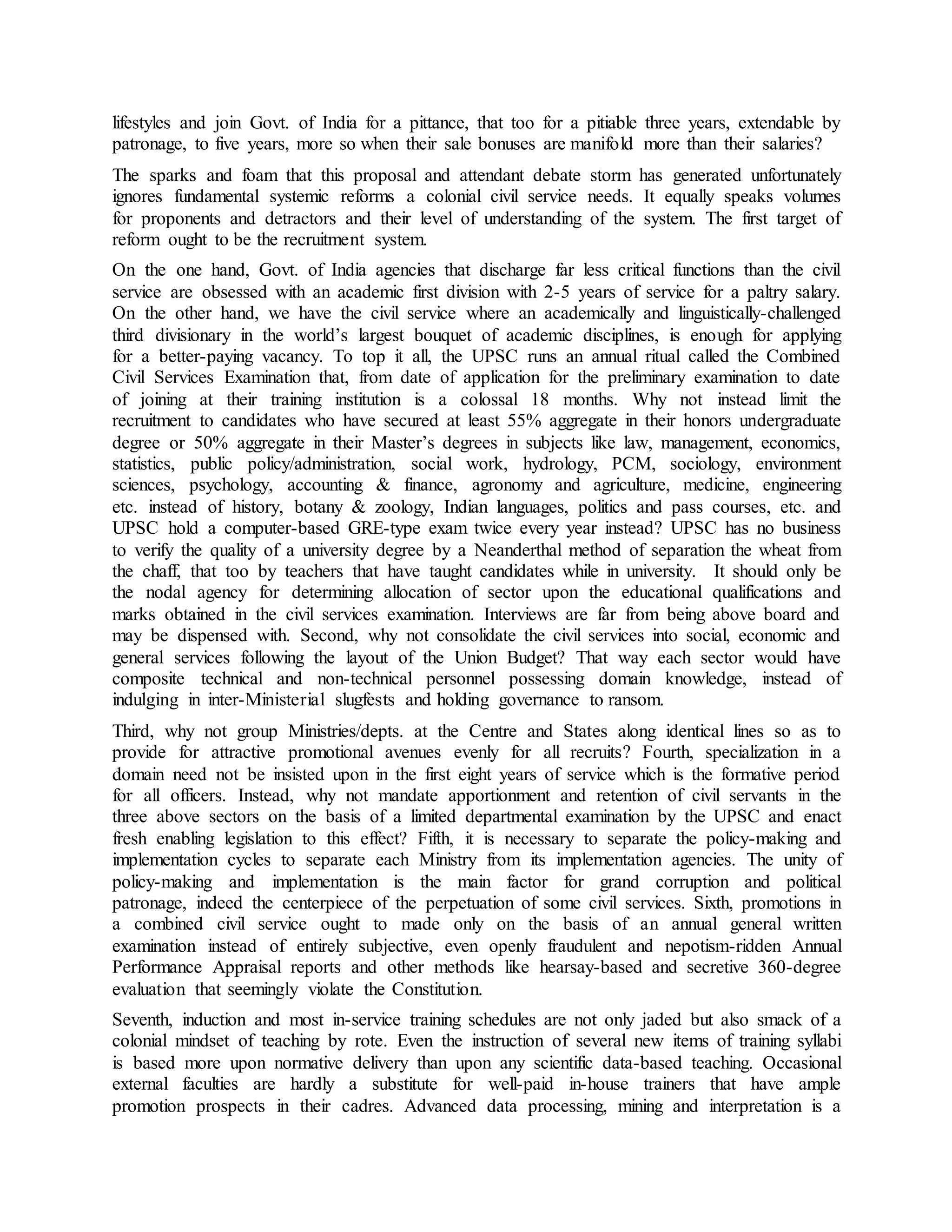 Civil Service Reform in India | DOCX