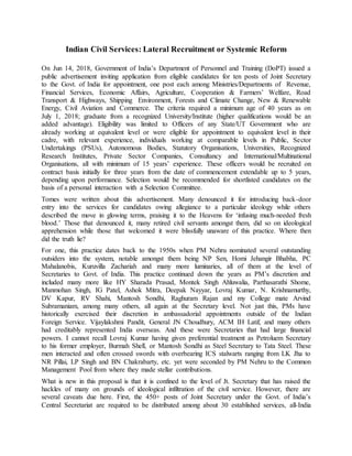 Civil Service Reform in India | DOCX | Careers