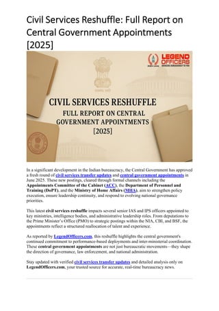 Civil Services Reshuffle- Full Report on Central Government ...
