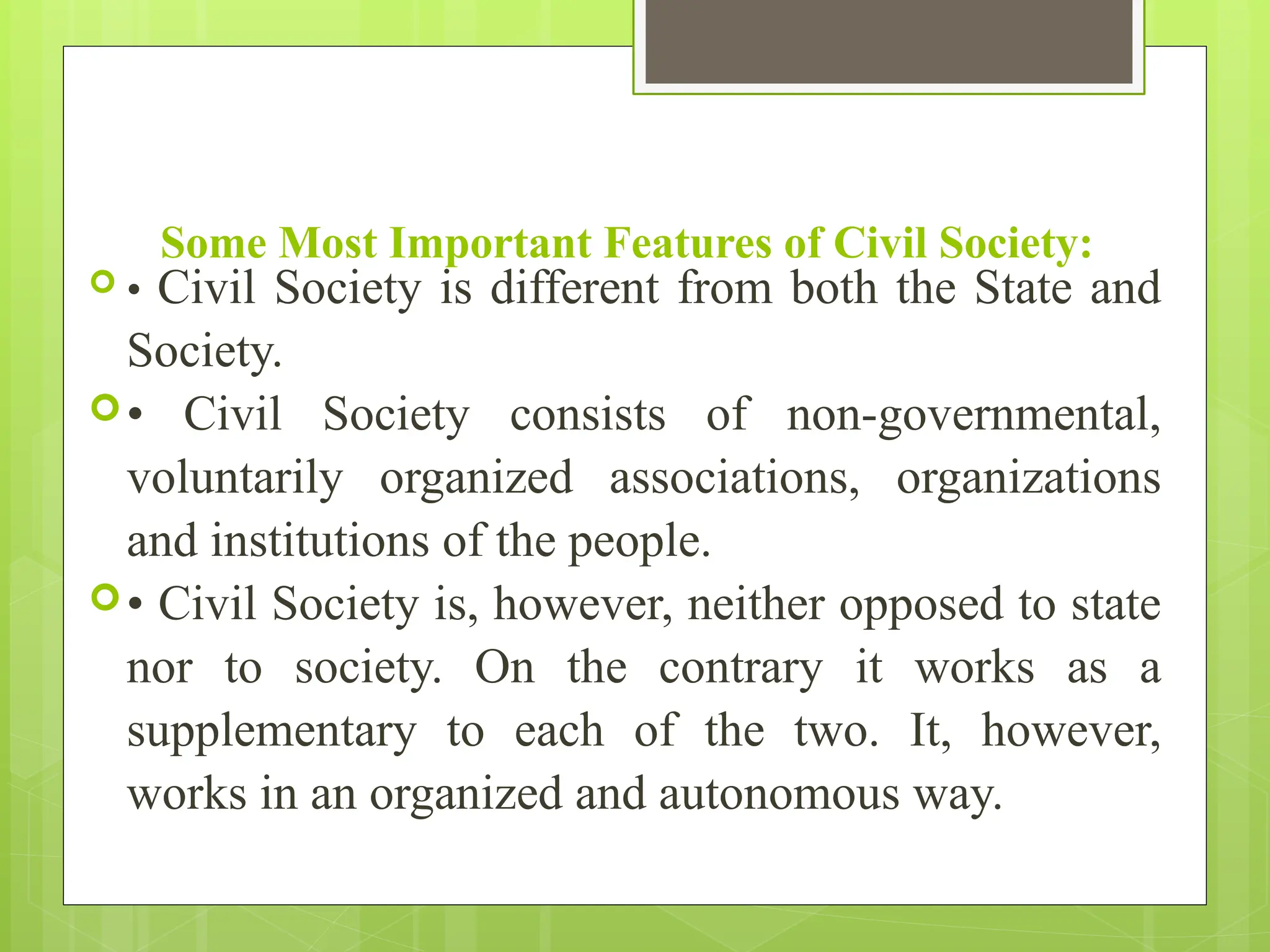 Civil society perspective definition , role and examples | PDF