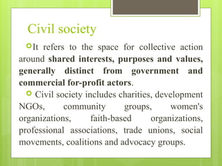 Civil society perspective definition , role and examples | PDF