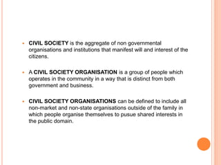 Civil Society Organisation (CSO) | PPTX | Non-Profit Organizations ...