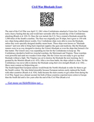 Civil War Blockade Essay | PDF