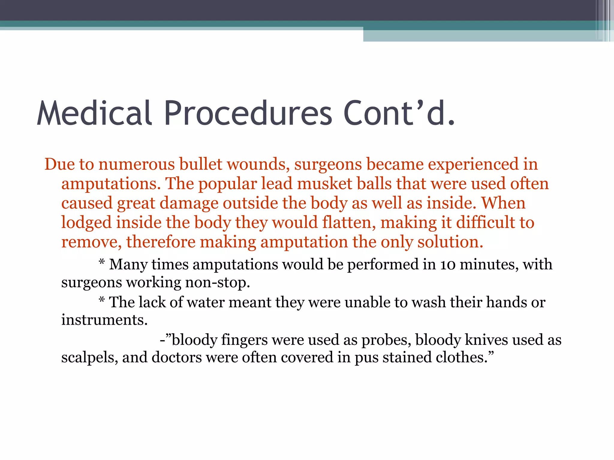 Civil war medicine | PPT | Infectious Diseases | Diseases and Conditions