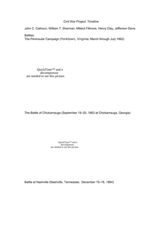 Civil war project timeline | DOC