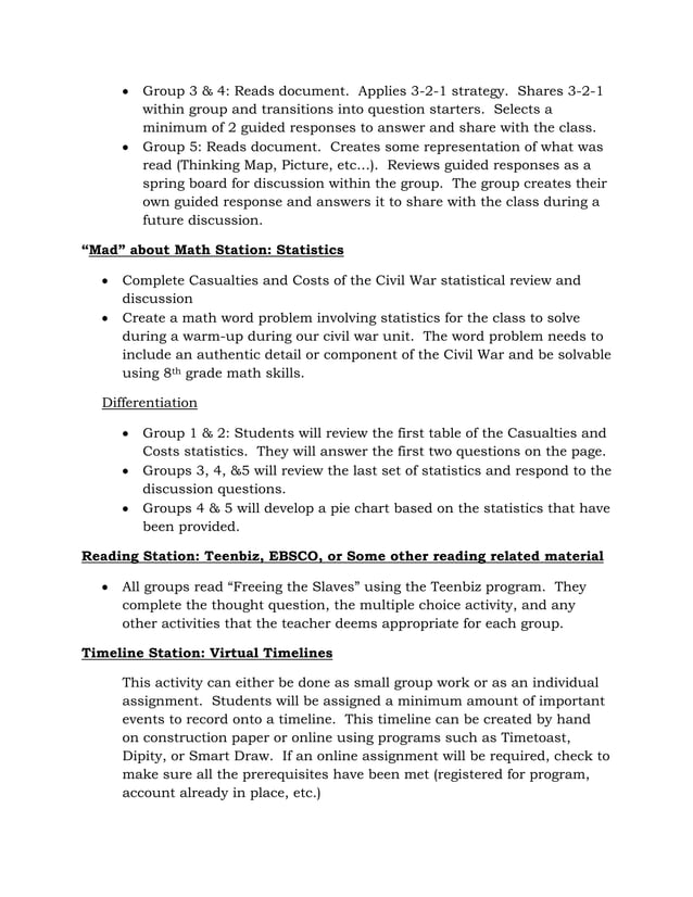 Civil War Stations | DOCX | Education