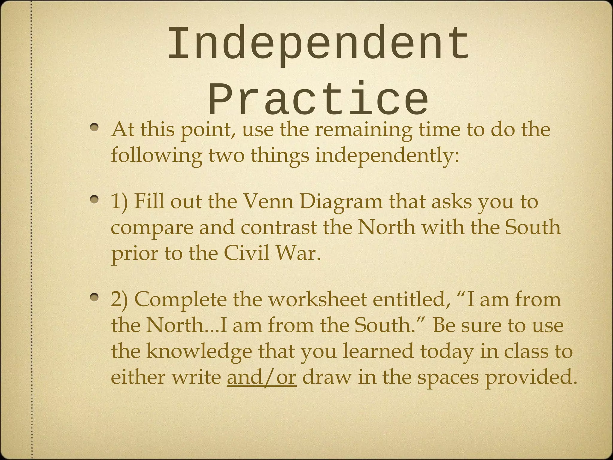 Civil war unit lesson 1 - north vs south - power point | PPT