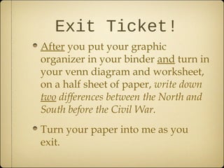 Civil war unit lesson 1 - north vs south - power point | PPT