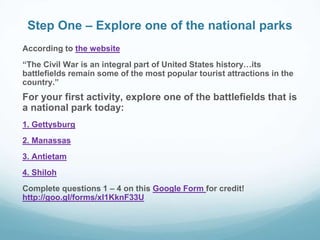Civil war virtual field trip | PPT