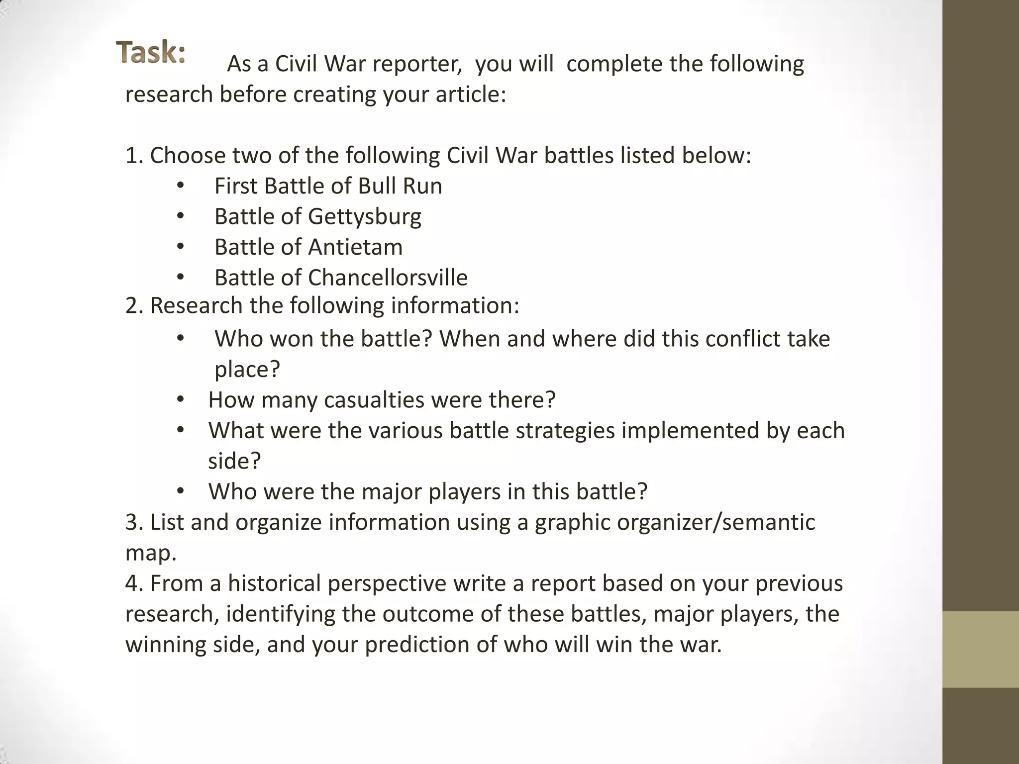 Civil war webquest powerpoint | PPTX