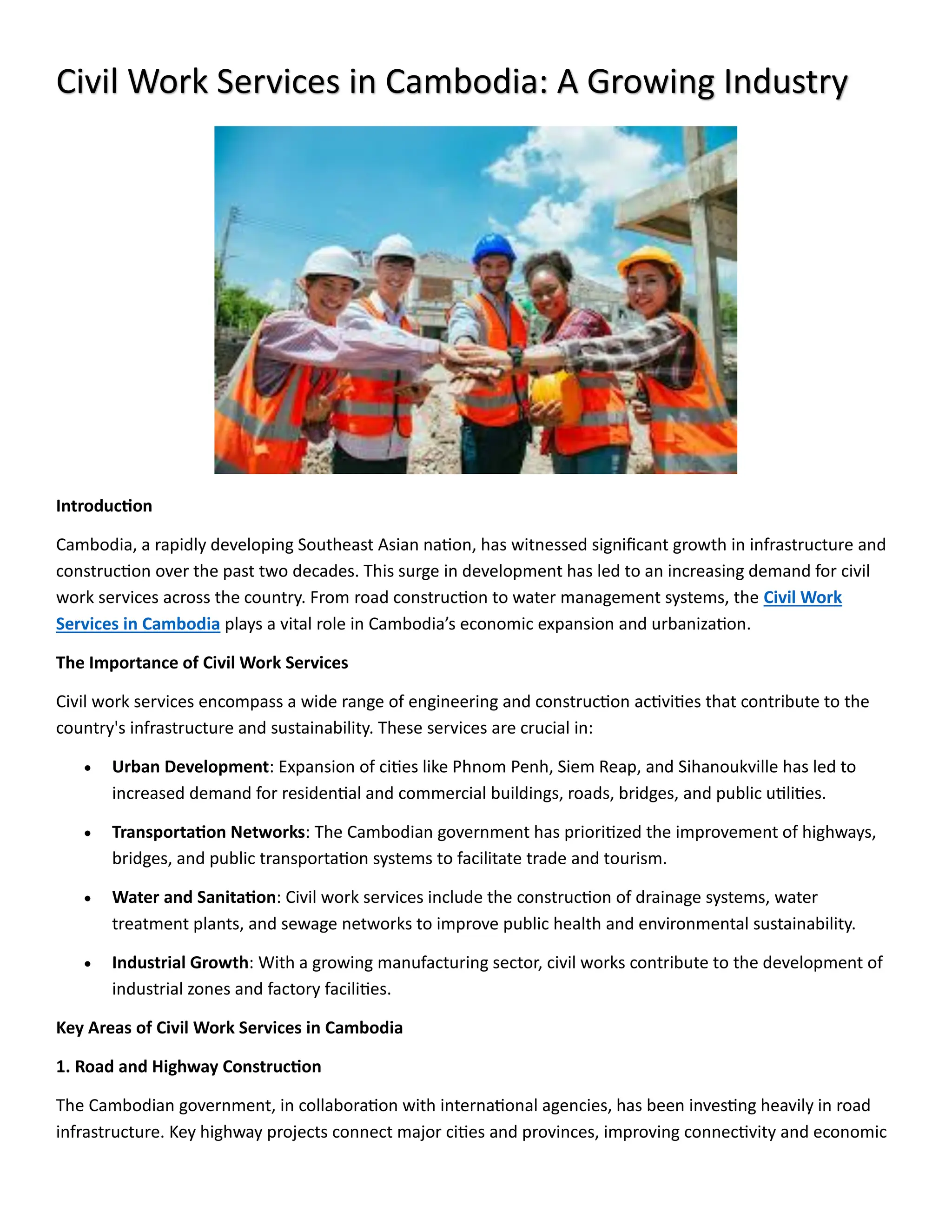 Civil Work Services in Cambodia: A Growing Industry | PDF