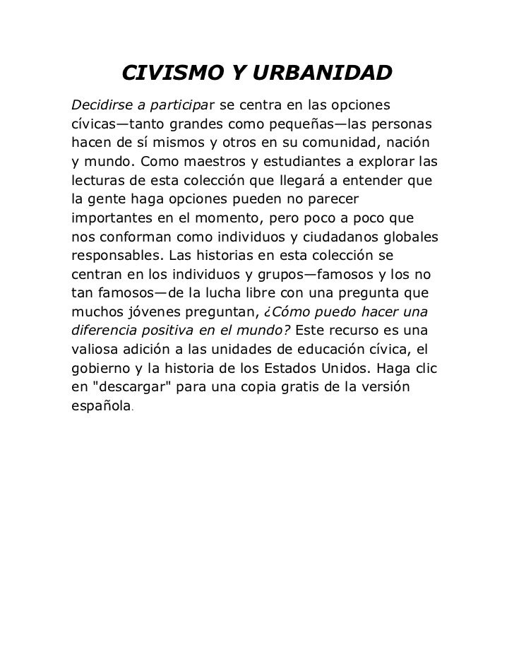 Civismo y urbanidad Civismo y urbanidad
