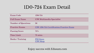 CIW Multimedia Specialist 1D0-724 Certification Sample Questions | PPT