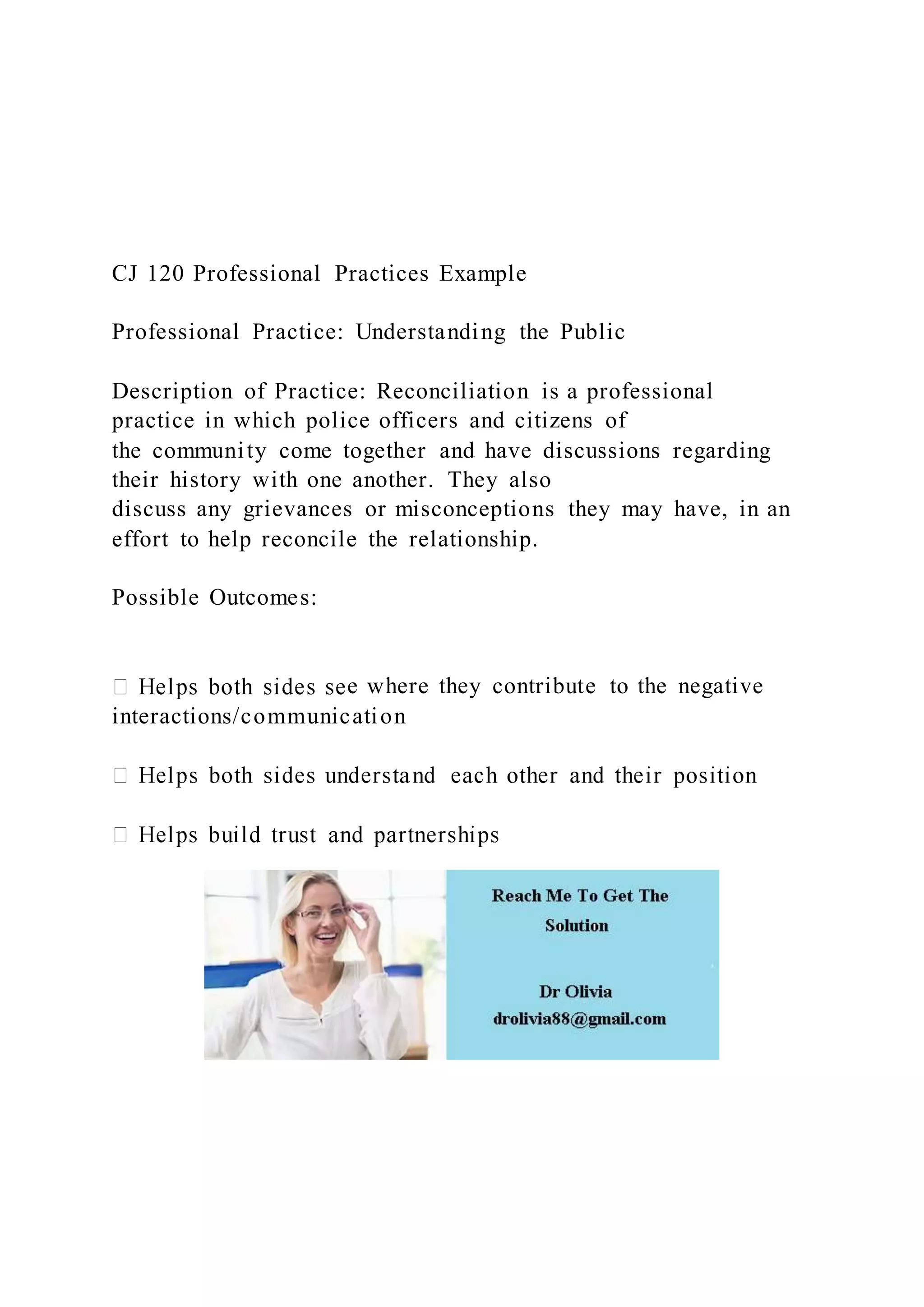 CJ 120 Professional Practices Example Professional Prac | PDF