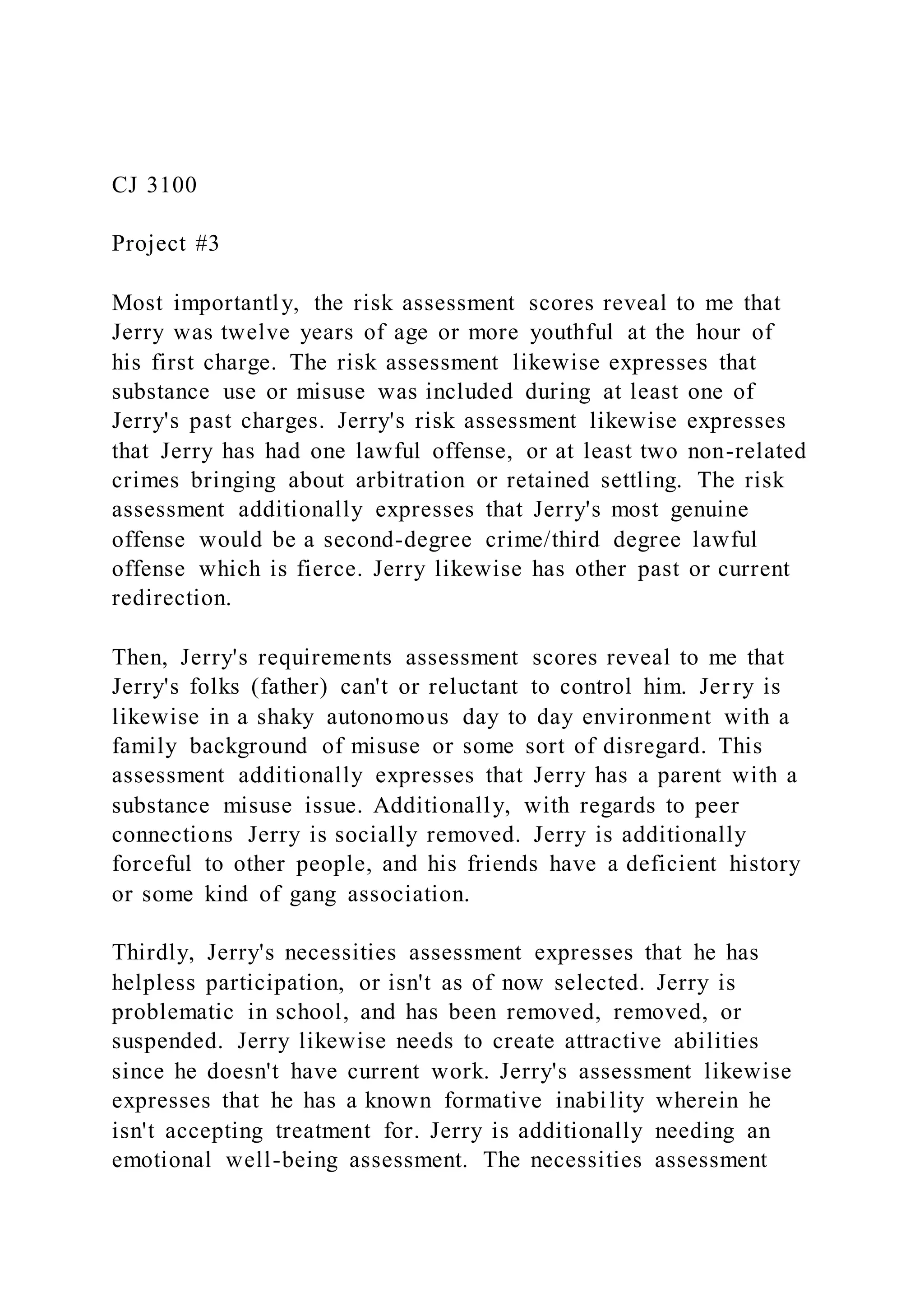 CJ 3100Project #3Most importantly, the risk assessment sco | PDF