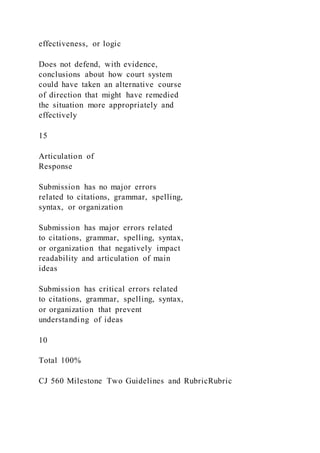 CJ 560 Milestone Two Guidelines and Rubric Overview Th | DOCX
