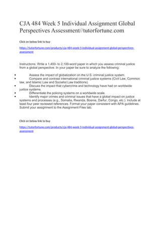 Cja 484 week 5 individual assignment global perspectives assessment | PDF