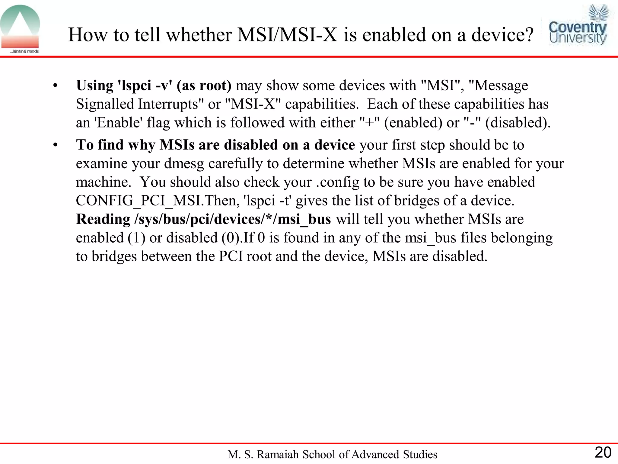 Message Signaled Interrupts | PDF
