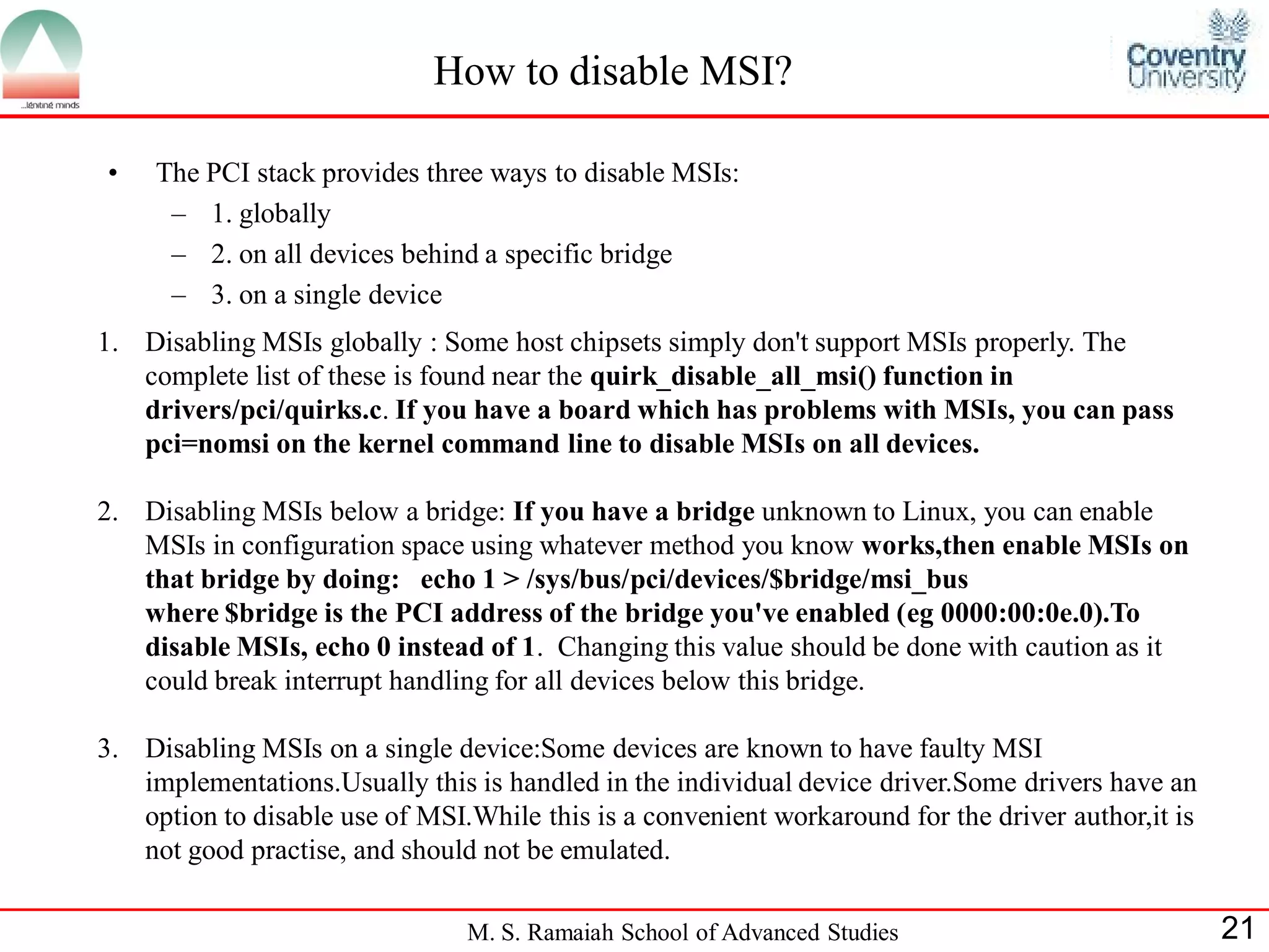 Message Signaled Interrupts | PDF