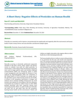 A Short Story: Negative Effects of Pesticides on Human Health | PDF