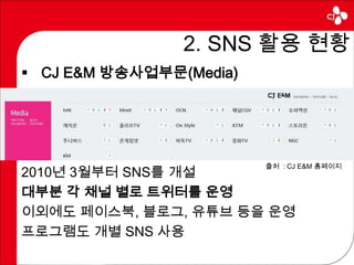 Cj e&m 방송사업부문 트위터 활용 및 sns 개발 | PPTX