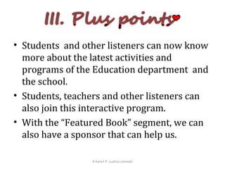 Concept for a school radio show project | PPT