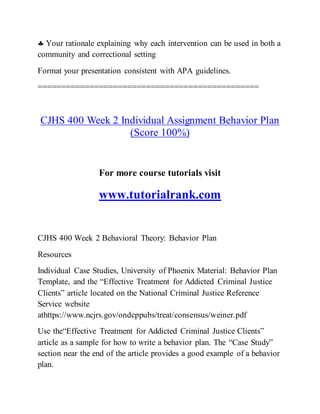 CJHS 400 Effective Communication/tutorialrank.com