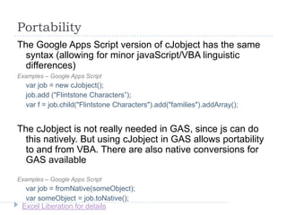 Javascript like objects and JSON processing in VBA | PPTX