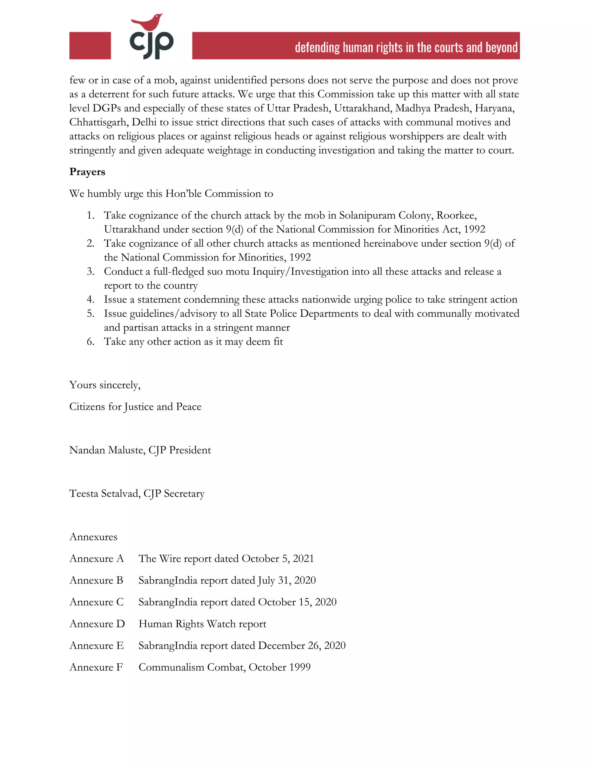 Cjp ncm-complaint-church-attacks-vice-chairperson | PDF