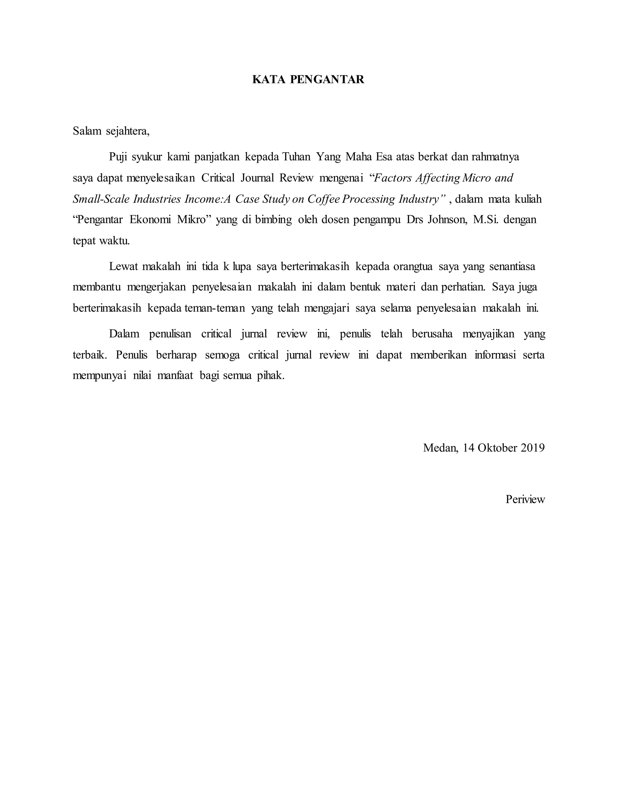 Contoh CJR KKNI Mata Kuliah Pengantar Ekonomi Mikro-Samuel Rejeki ...