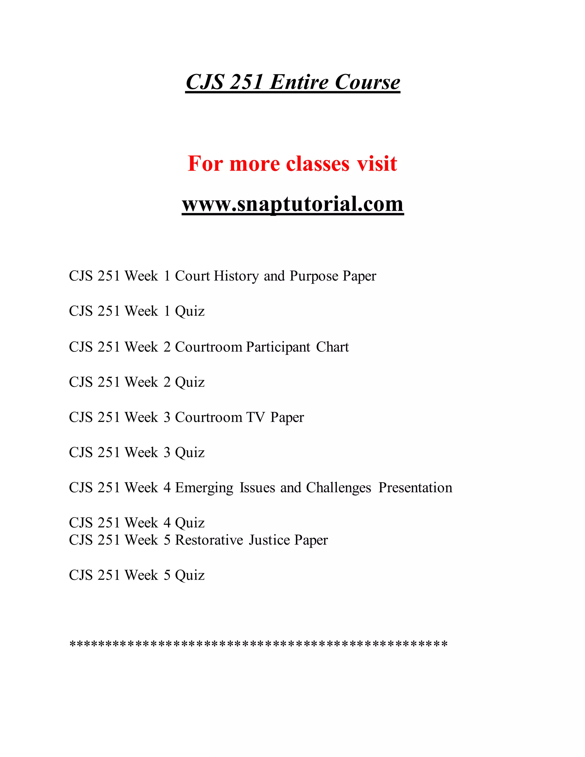 Cjs 251 Effective Communication / snaptutorial.com