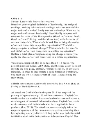 CJUS 610Servant Leadership Project InstructionsBased on your o.docx ...