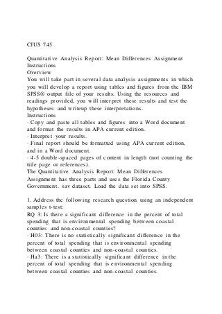 CJUS 745Quantitative Analysis Report Mean Differences Assignm | DOCX