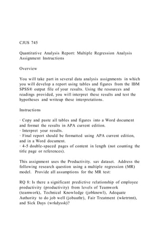 CJUS 745Quantitative Analysis Report Multiple Regression | PDF