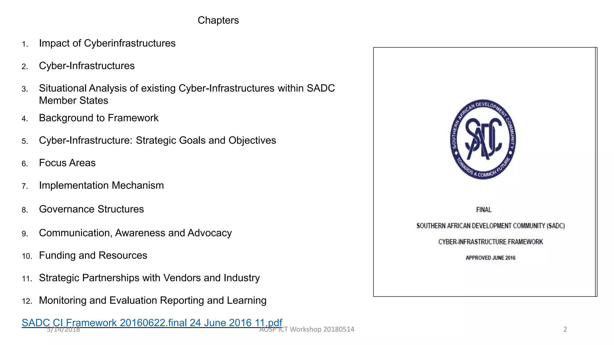 Reflections on SADC Cyberinfrastructure Framework/Colin Wright | PPT