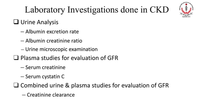 Chronic Kidney Disease - Lab Investigations & Imaging | PPTX | Medical ...