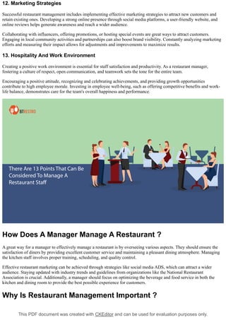 How To Manage Restaurant Staff -BTRESTRO | PDF