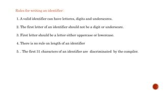 C keywords and identifiers | PPTX