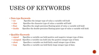 C keywords and identifiers | PPTX