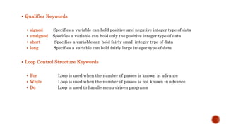 C keywords and identifiers | PPTX