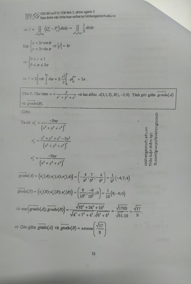 Đề thi cuối kỳ giải tích 2 HUST | PDF