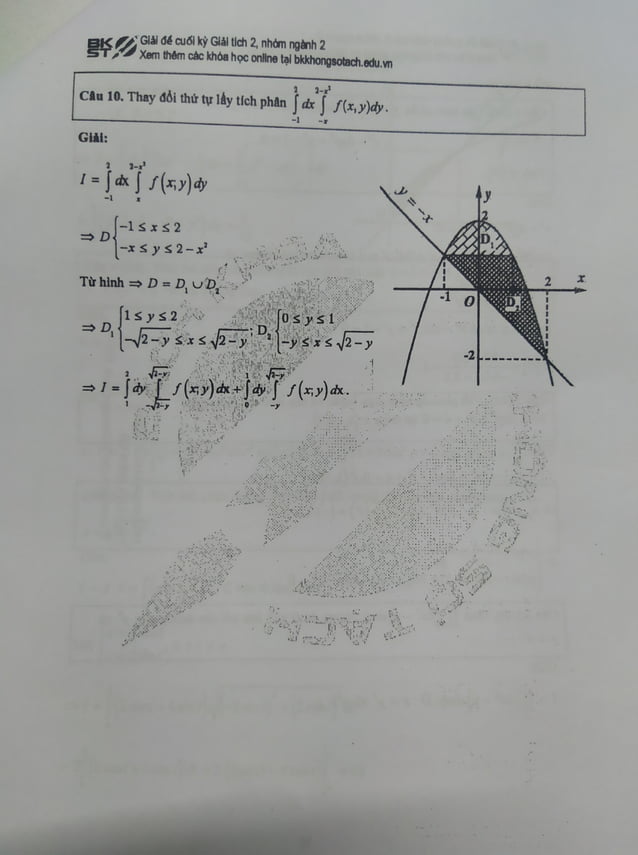 Đề thi cuối kỳ giải tích 2 HUST | PDF