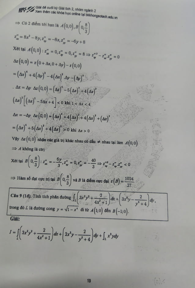 Đề thi cuối kỳ giải tích 2 HUST | PDF