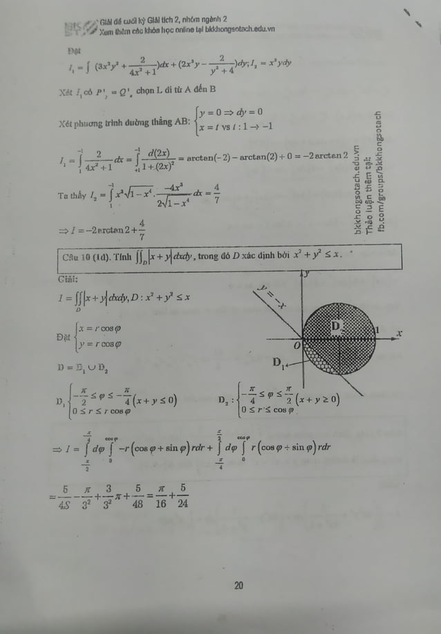 Đề thi cuối kỳ giải tích 2 HUST | PDF