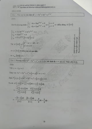 Đề thi cuối kỳ giải tích 2 HUST | PDF